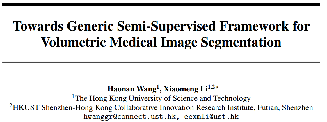 NIPS2023 | Towards Generic Semi-Supervised Framework for Volumetric Medical Image Segmentation ...